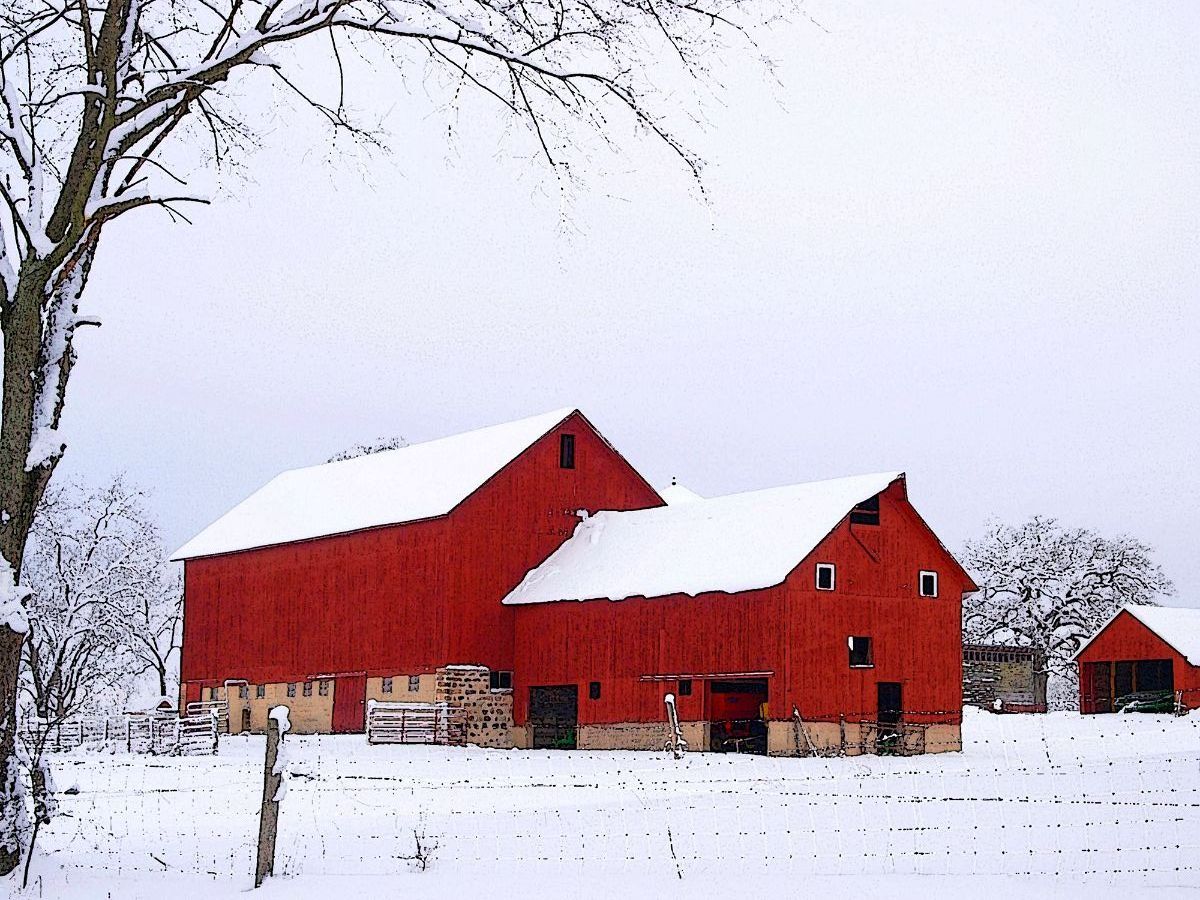 Snow covered Red Barn by Gerry Wilson | CloudFolios.Com Online Gallery